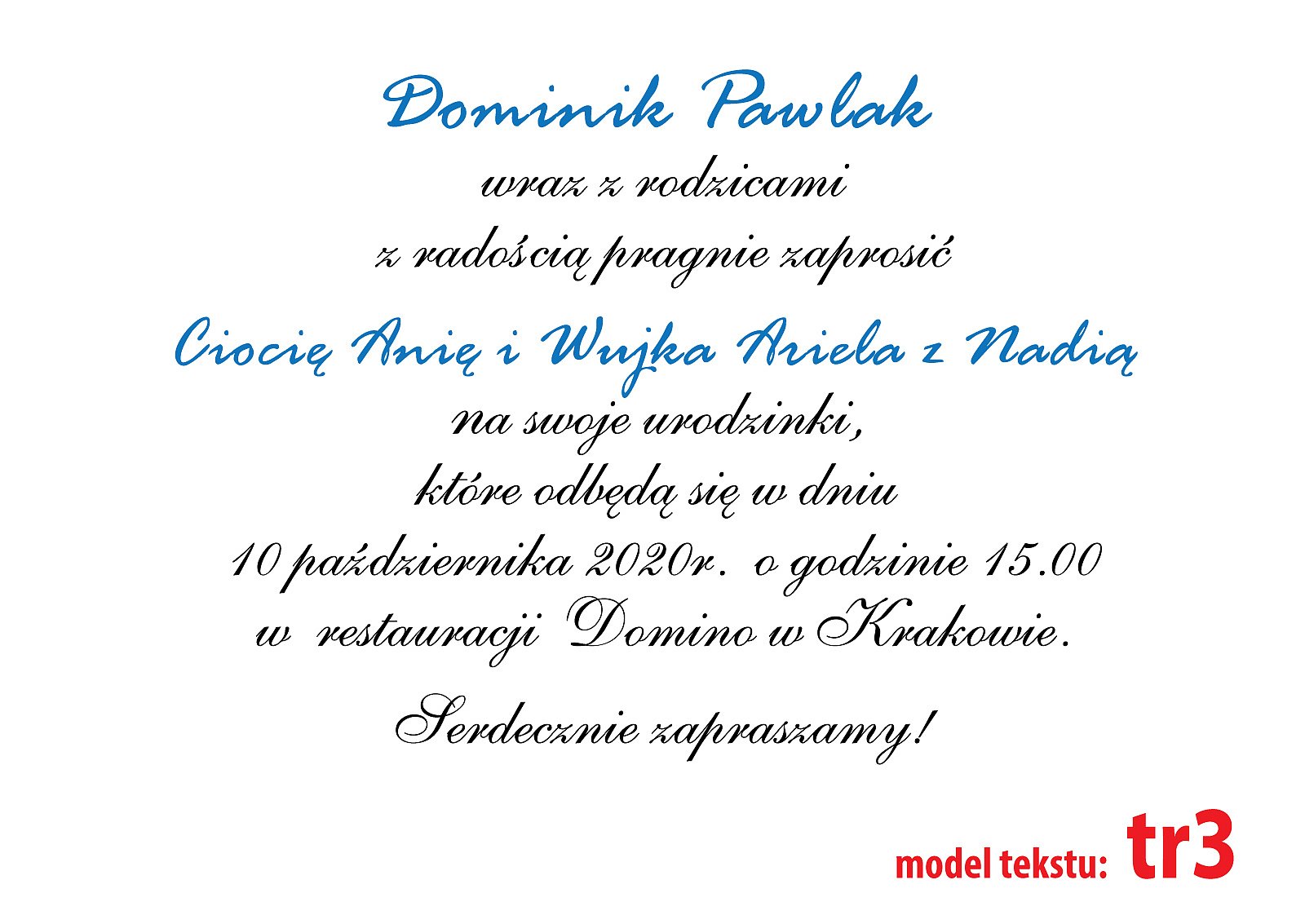 Zaproszenia urodzinowe dla dzieci - Model r9 Zaproszenia urodzinowe dla dzieci - Model r9